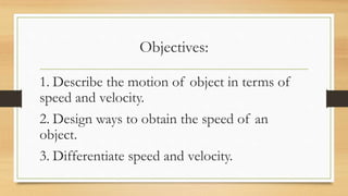 Speed and Velocity Science_Grade - Seven | PPTX