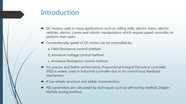 Speed control of dc motor using fuzzy pid controller-mid term progress ...