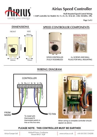 Speed controller-installation-guide-1-amp | PDF