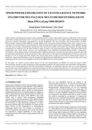 Speed power exploration of 2-d intelligence network-on-chip for multi-clock multi ...