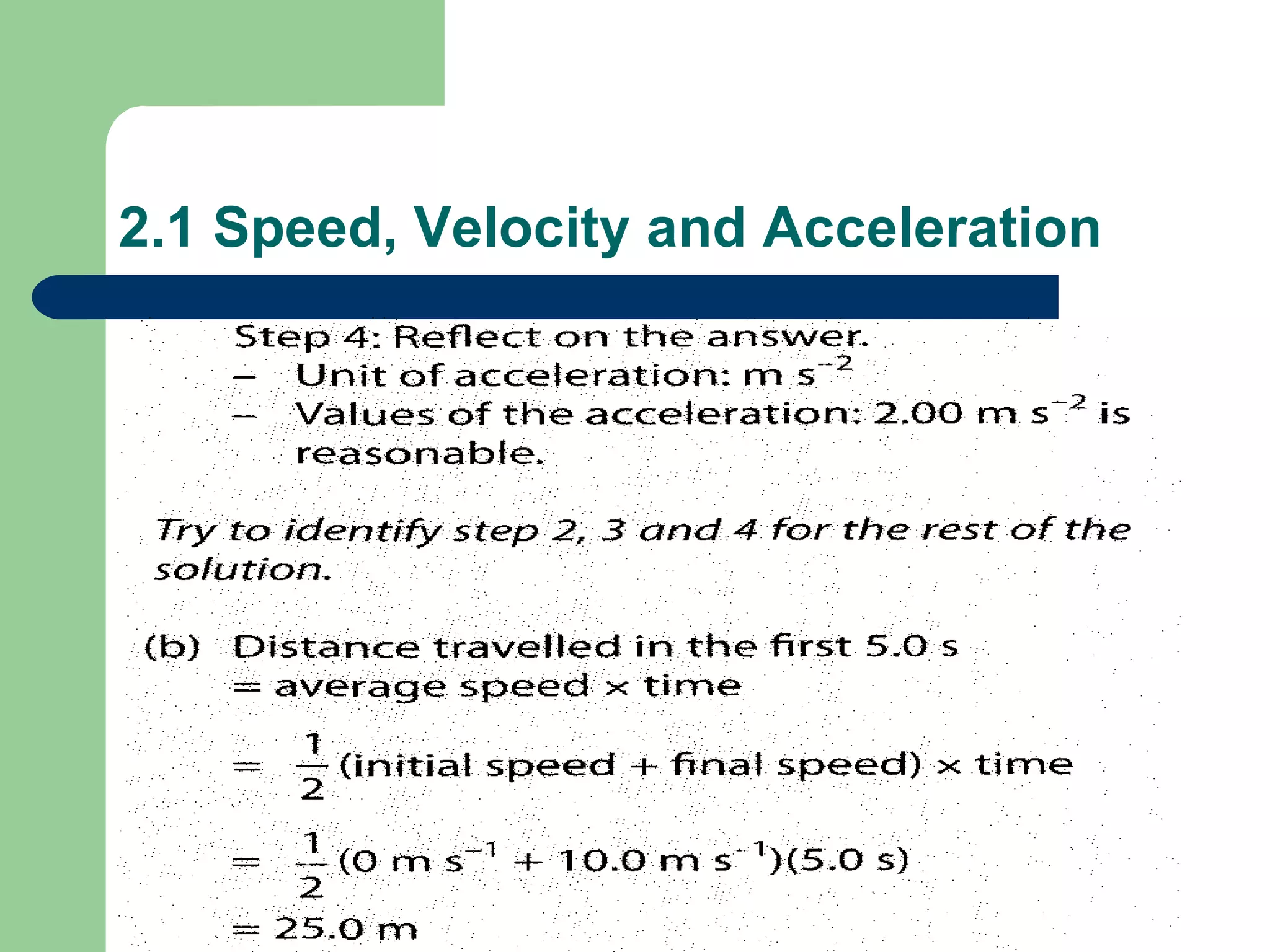 Speed, Velocity And Acceleration | PPT
