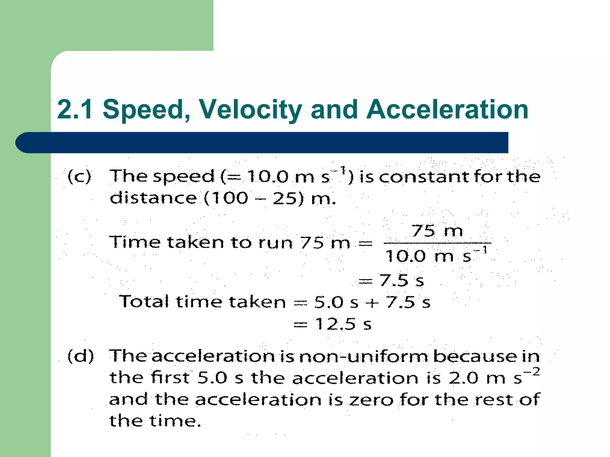 Speed, Velocity And Acceleration | PPT