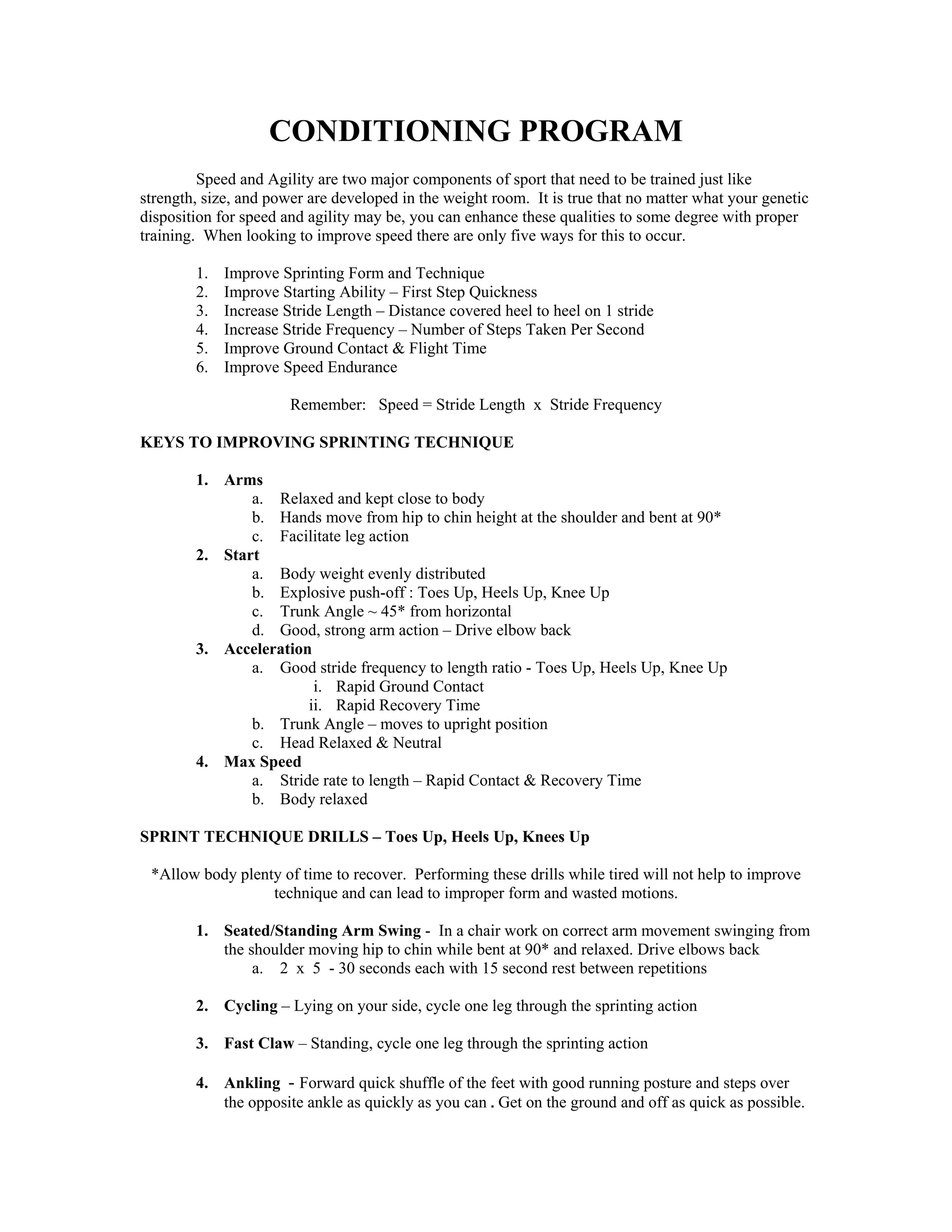 Speed & agility information | PDF
