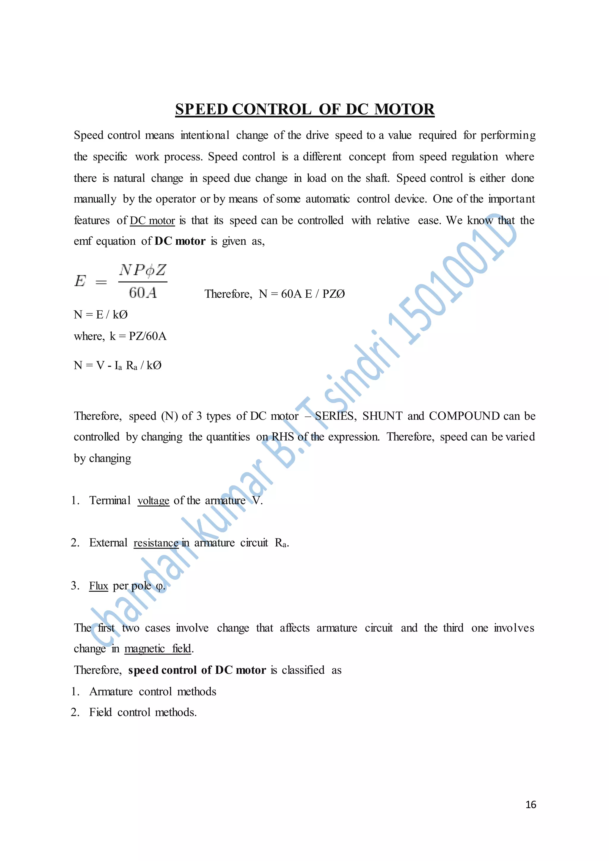Speed and direction control of dc motor using android mobile application chandan kumar bit synop ...