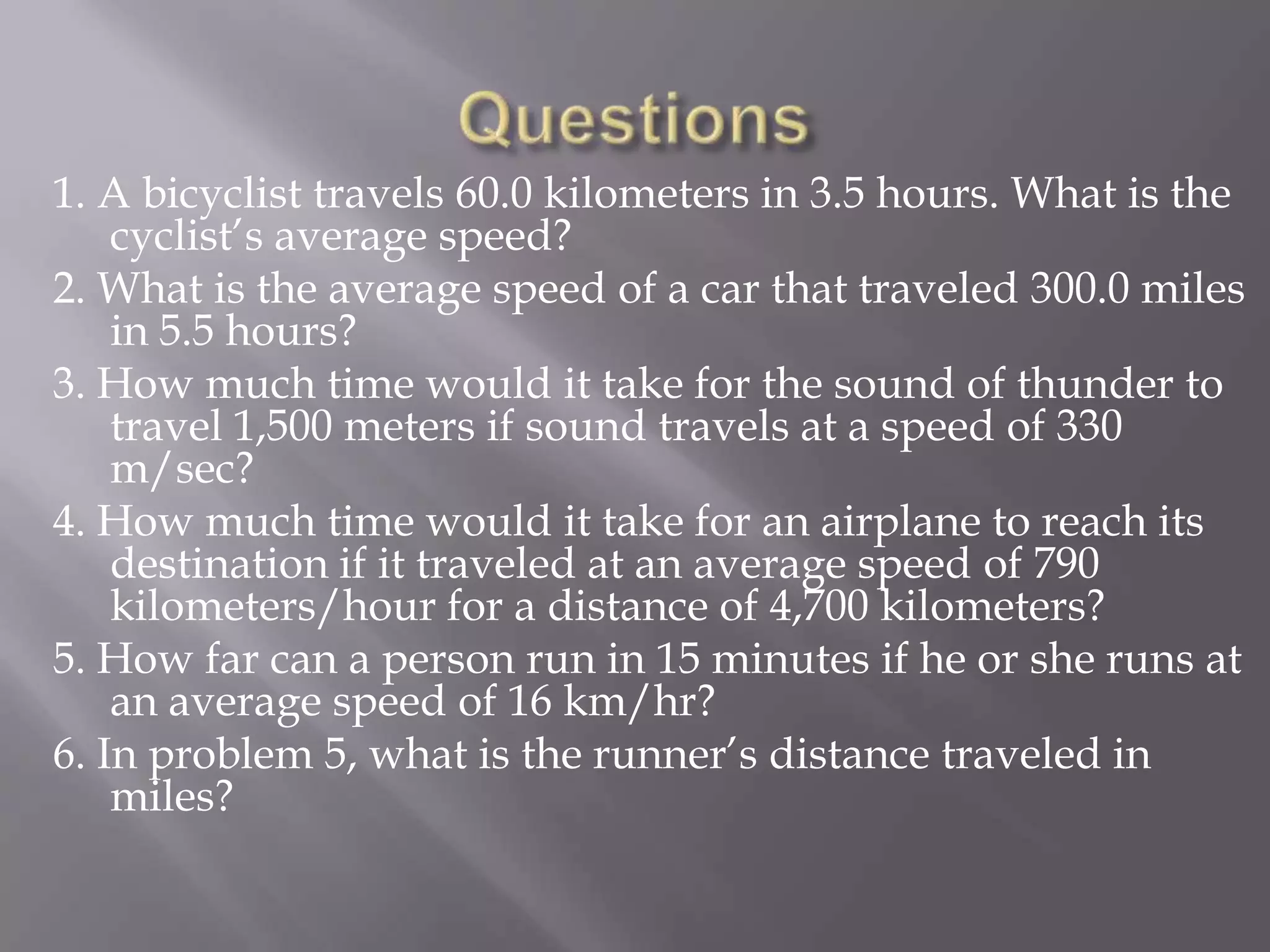 Speed and velocity practice | PPTX