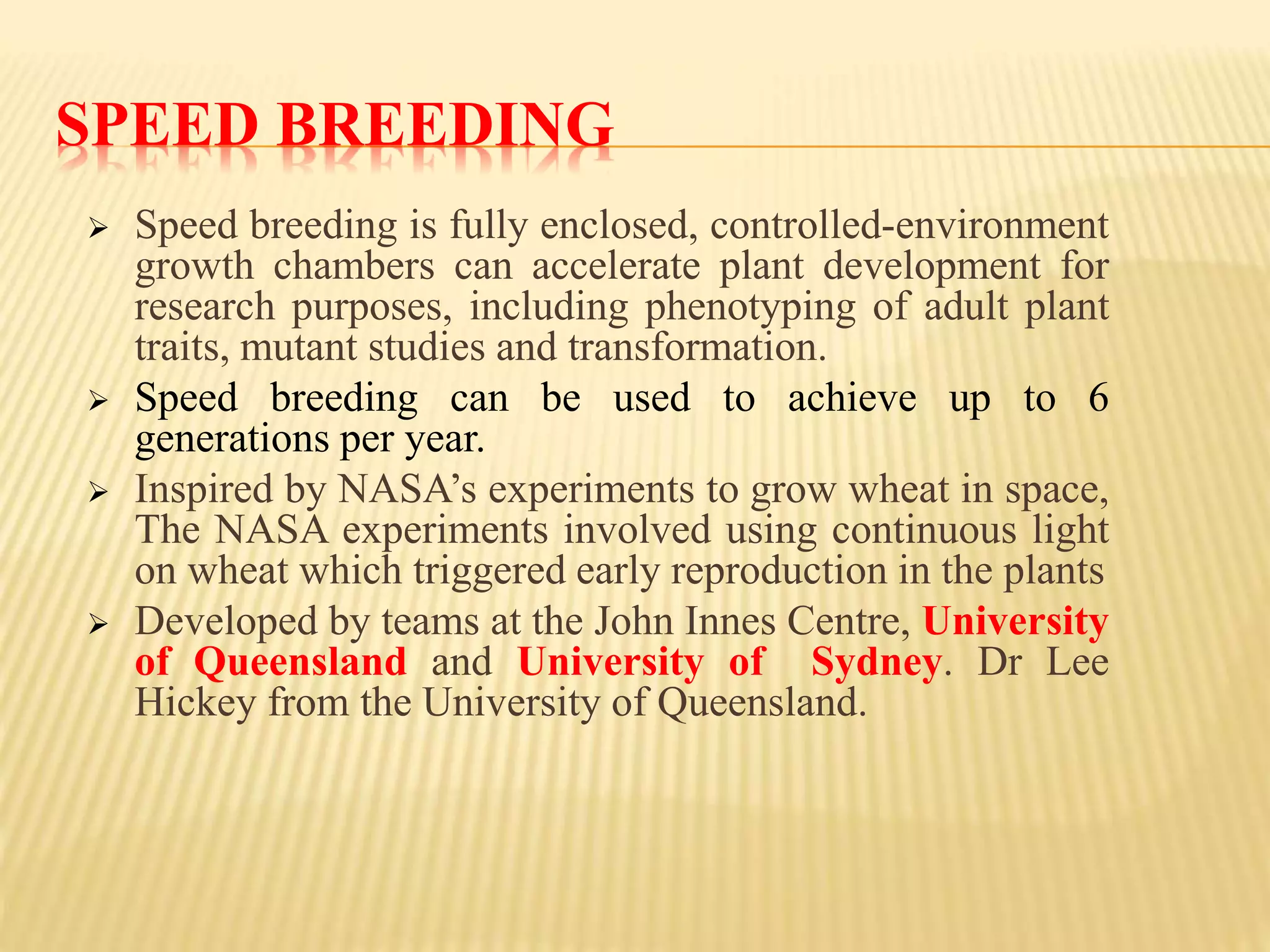 Speed breeding presentation | PPTX