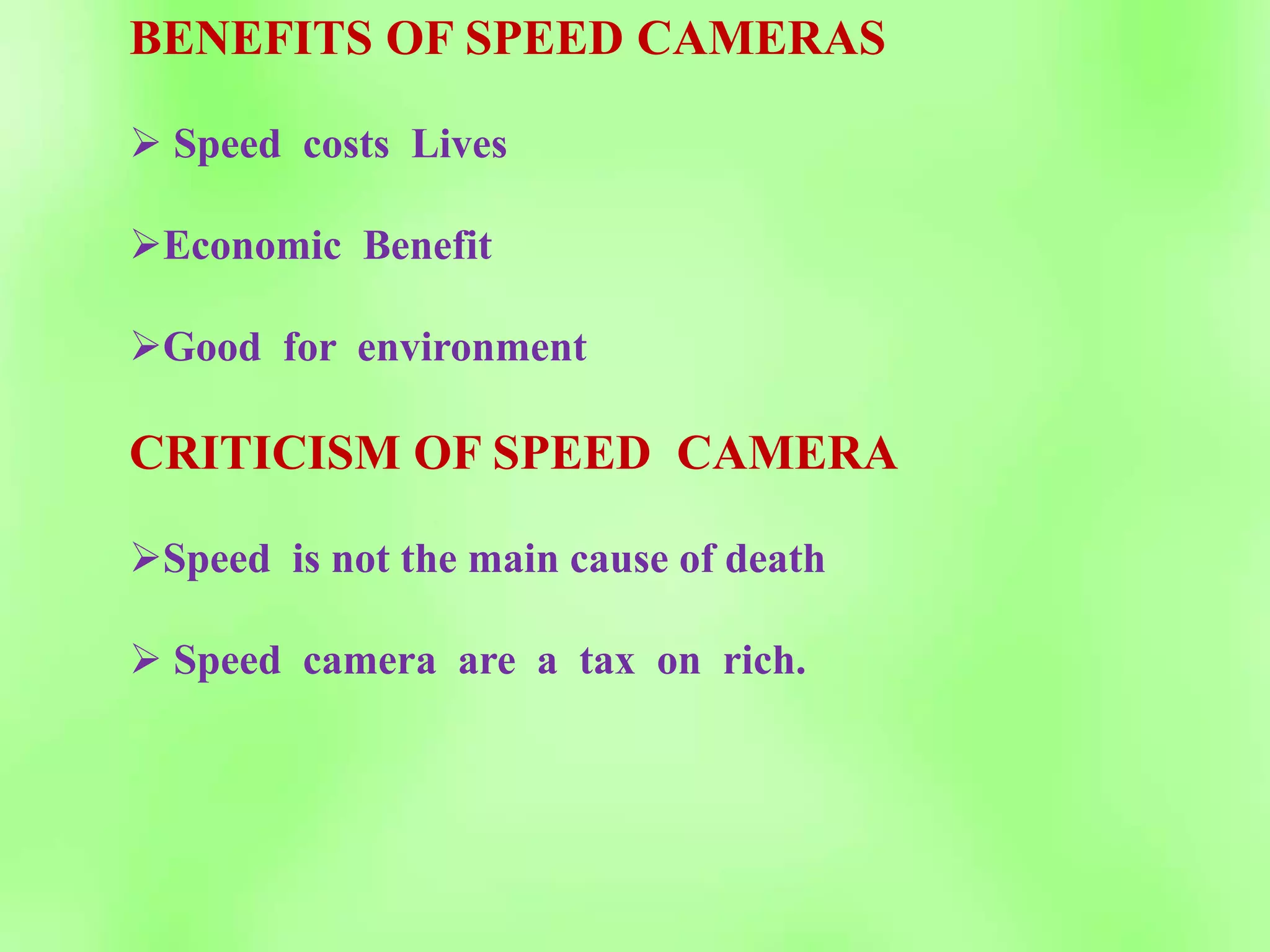 Speed limit enforcement cameras | PPTX