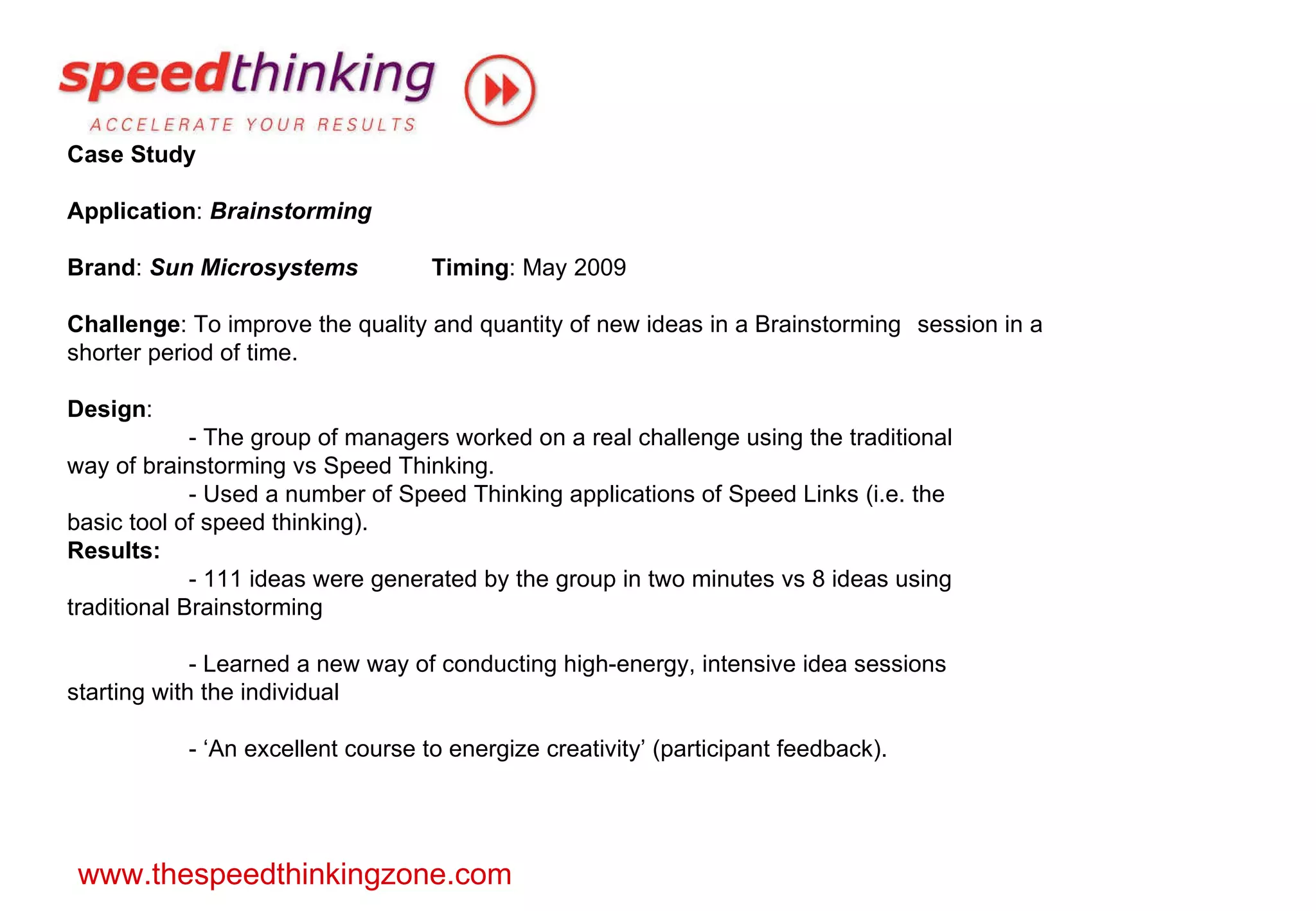 Speed Thinking Case Studies 09 | PPT