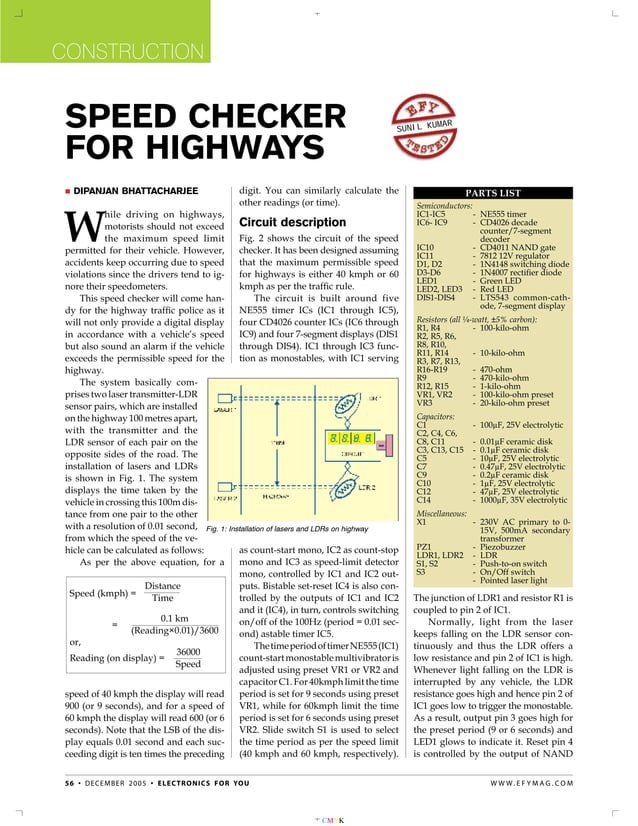 Speed checker for highway