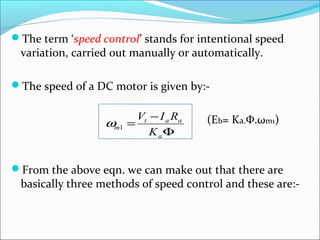 Speed control Of DC Machines | PPT