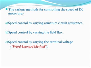 Speed control Of DC Machines | PPT