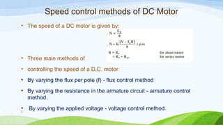 Speed controlling method of dc motor | PPT