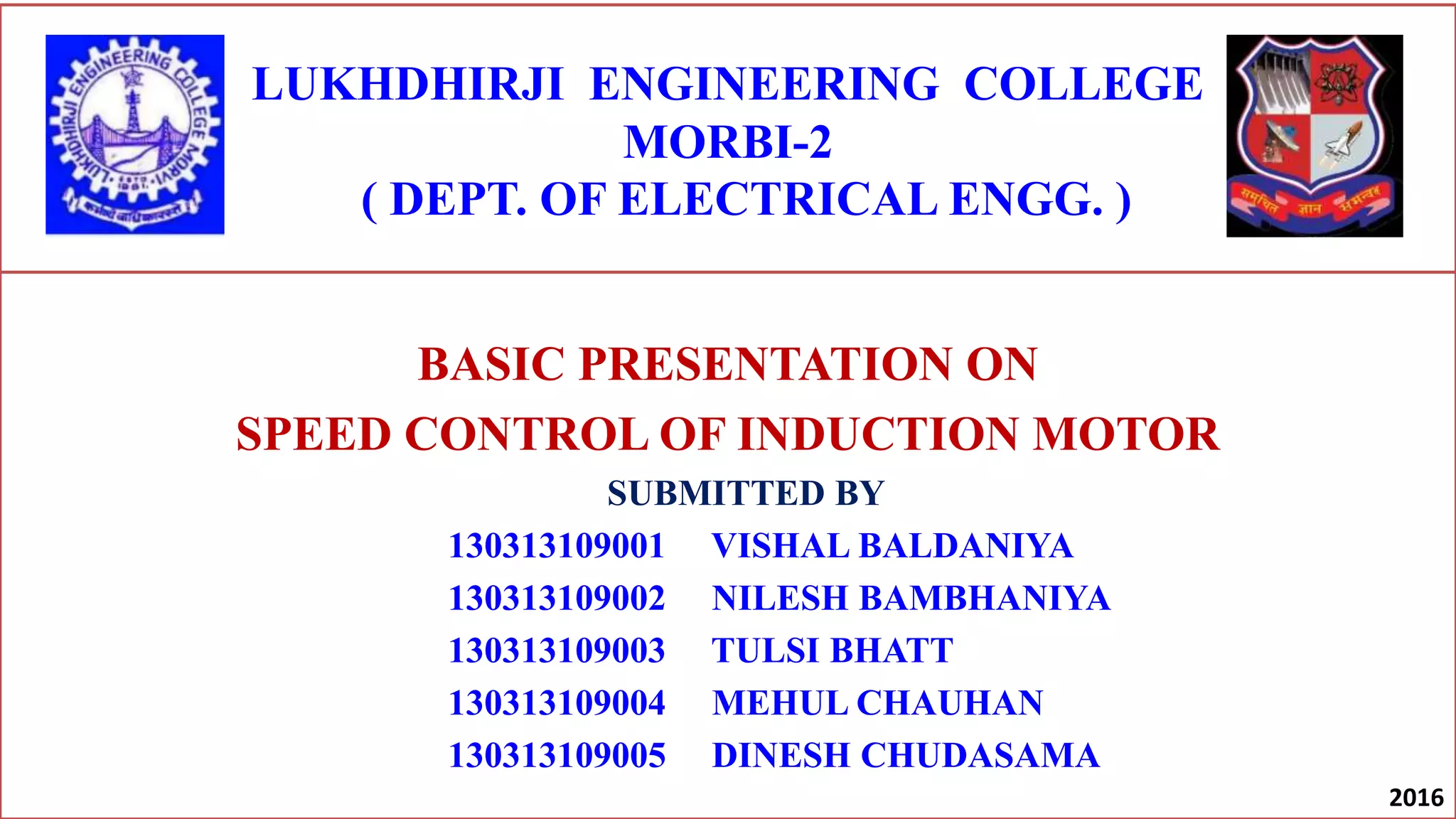 Basic Presentation on Speed control of induction motor | PPTX