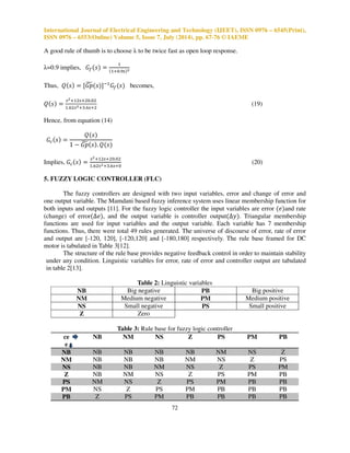 Speed control of a dc motor a matlab approach | PDF