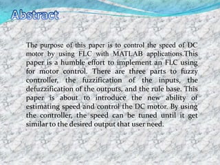 Speed con trol of dc motor | PPTX | Programming Languages | Computing