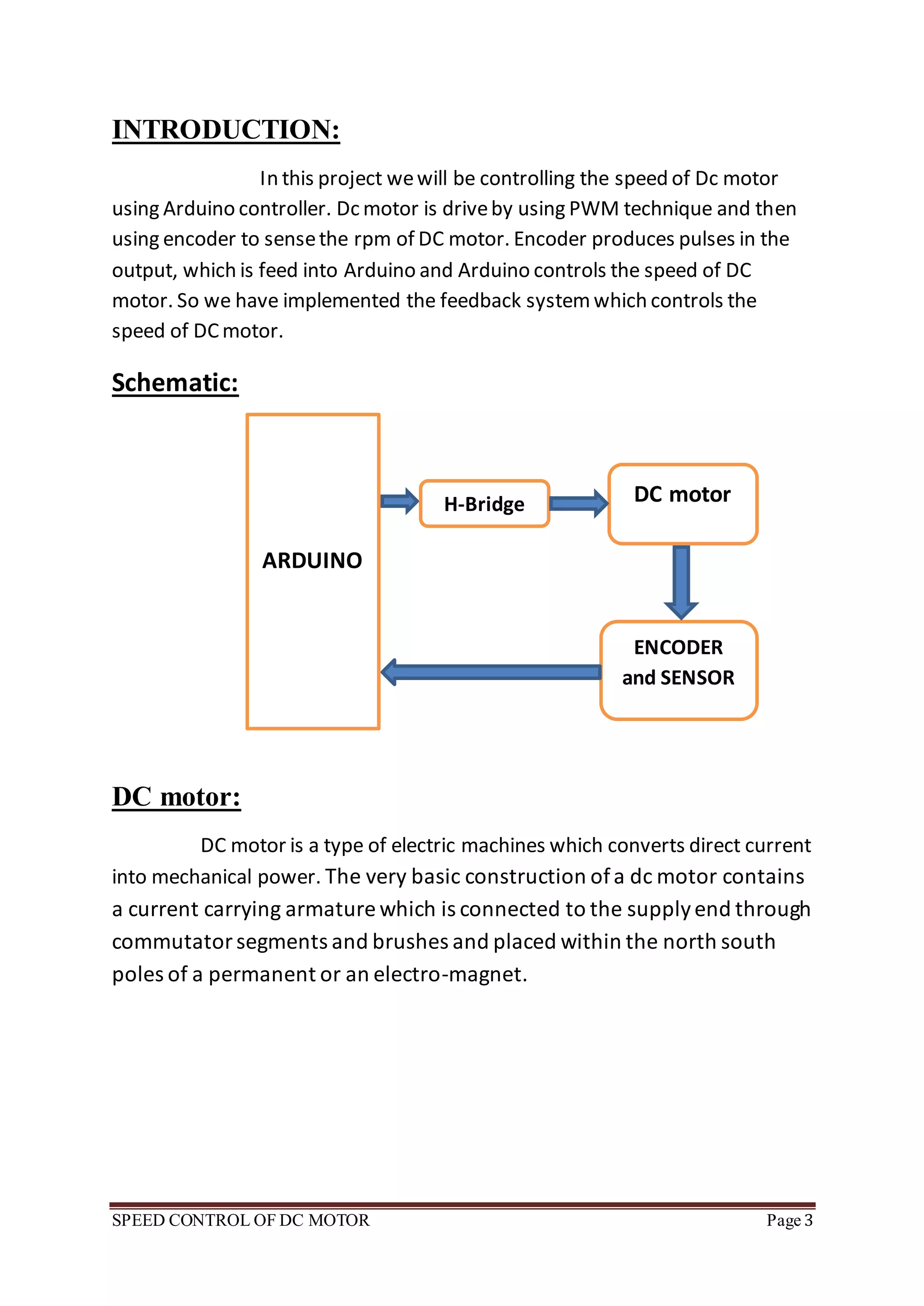 Speed Control of DC Motor | DOCX