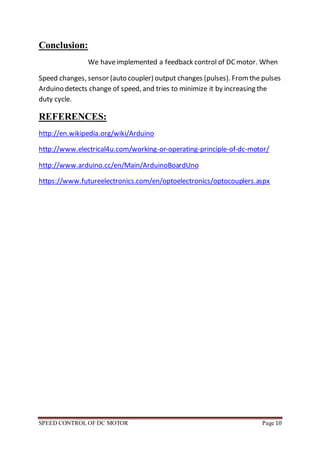 Speed Control of DC Motor | DOCX