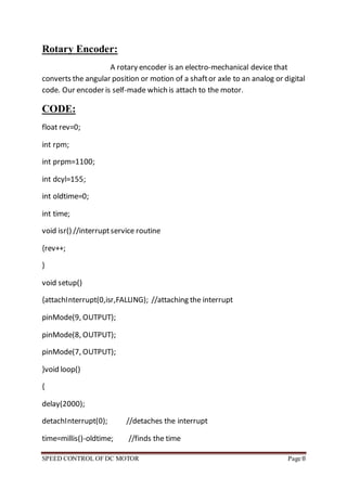 Speed Control of DC Motor | DOCX
