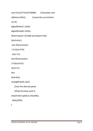 Speed Control of DC Motor | DOCX