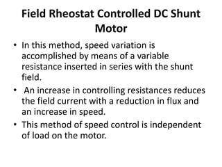 Speed control of dc motor | PPTX