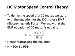 Speed control of dc motor | PPTX