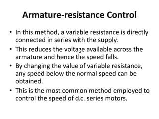 Speed control of dc motor | PPTX