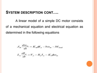 Speed control of dc motor by fuzzy controller | PPTX