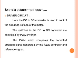 Speed control of dc motor by fuzzy controller | PPTX