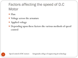 Speed control of dc motors | PDF