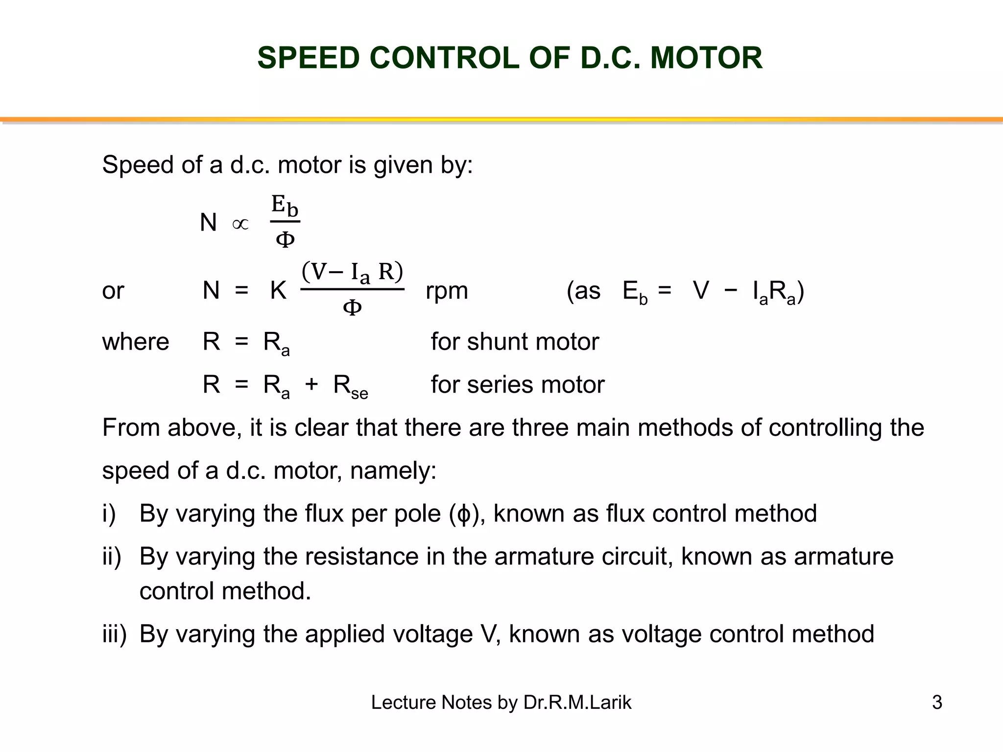 Speed control of dc motors | PDF