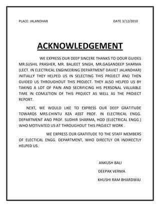 Speed control of dc motor using pwm technique 2 | DOCX
