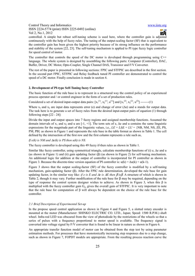 Speed control of dc motor using relay feedback tuned pi | PDF