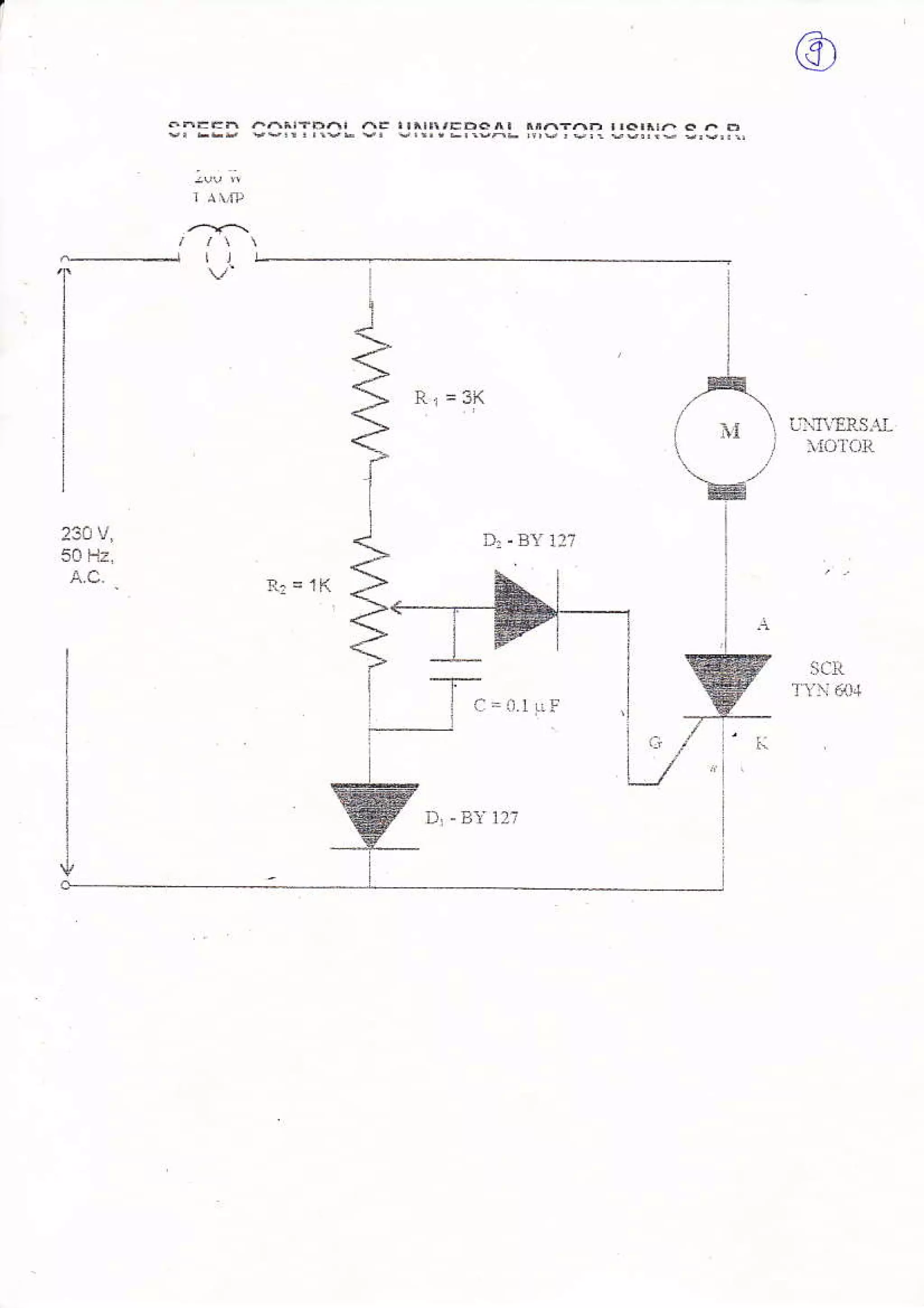 Speed control of universal motor using scr | PDF