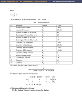 Speed control of ward leonard layout system using h infinity optimal ...