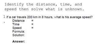 Speed, Distance and Time for Grade 6 Learners | PPTX