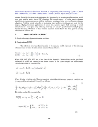 Speed estimation error of sensorless induction motor drives using soft computing technique | PDF