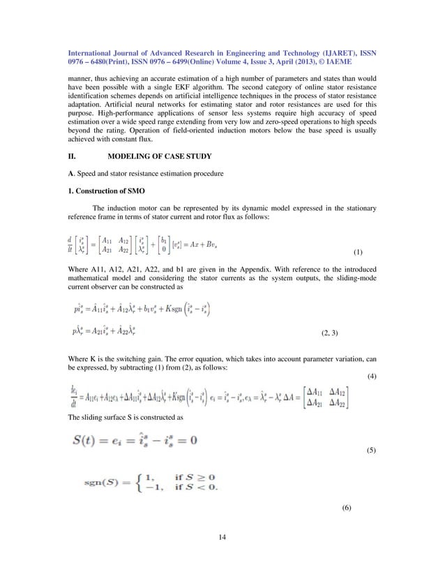 Speed Estimation Error Of Sensorless Induction Motor Drives Using Soft