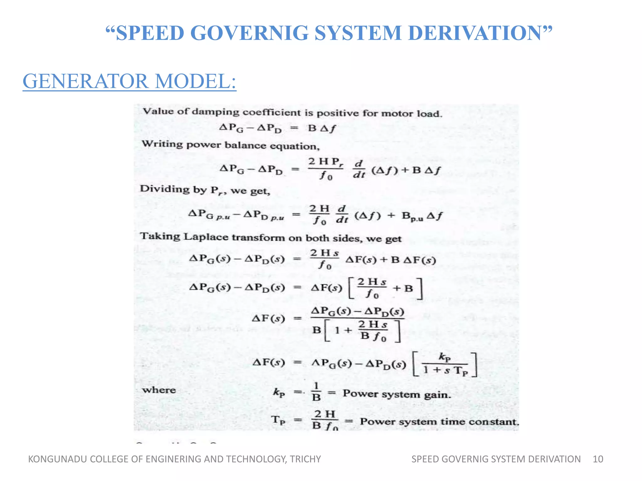 Speed governig system derivation | PPTX