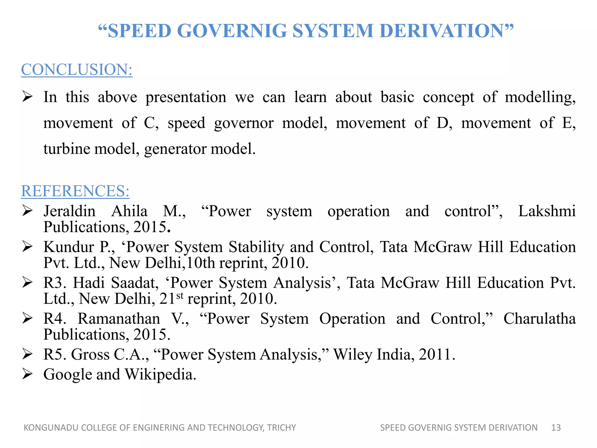 Speed governig system derivation | PPTX