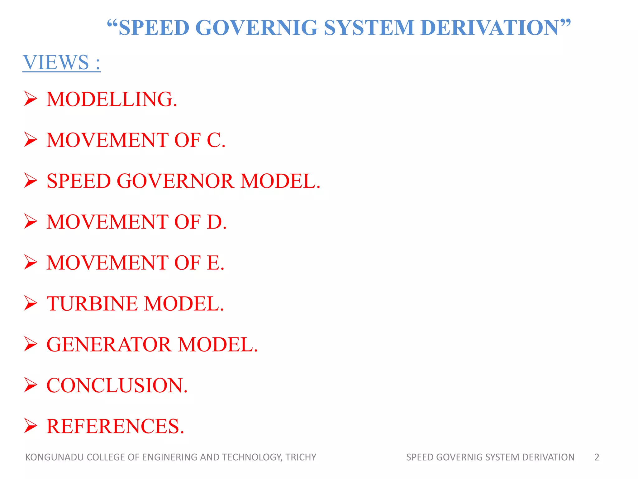 Speed governig system derivation | PPTX