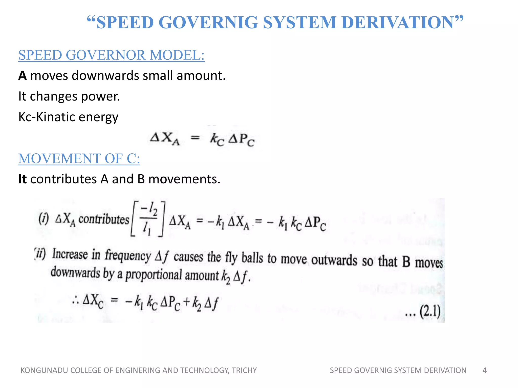Speed governig system derivation | PPTX
