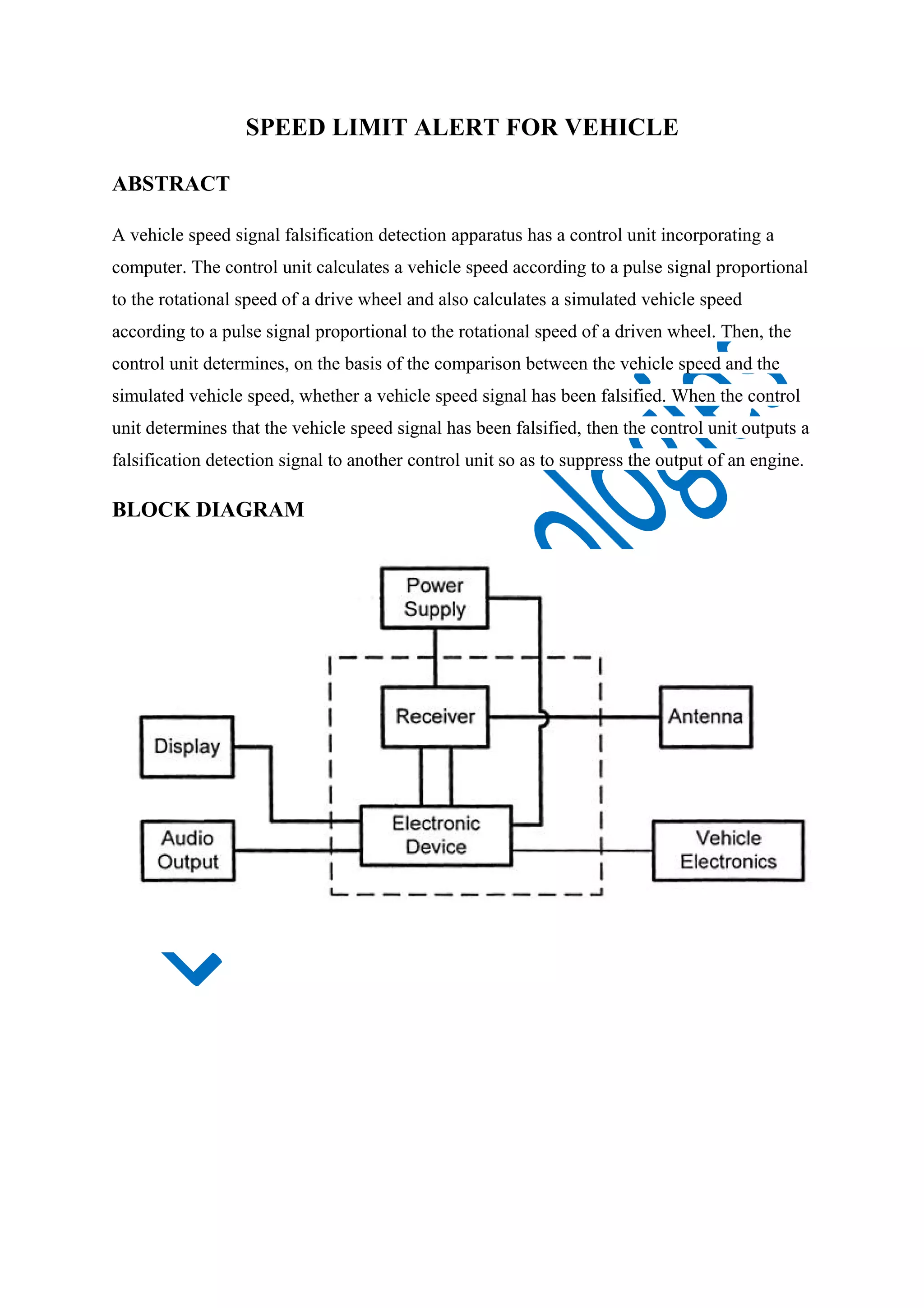 Speed limit alert for vehicle | PDF
