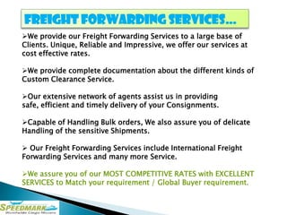Speedmark Worldwide Cargo Movers - Freight Forwarding Company | PPTX