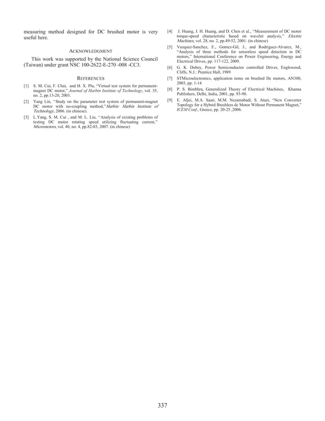 Speed Measurement Of A General Dc Brushed Motor Based On Sensorless Method Pdf Physics Science