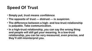 Speed of Trust by Stephen Covey and Rebecca Merrill | PPTX