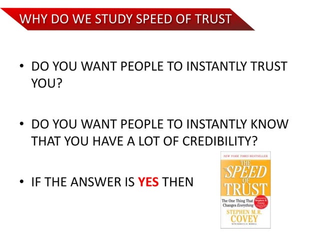 Speed of trust By Stephen M.R Covey | PPTX