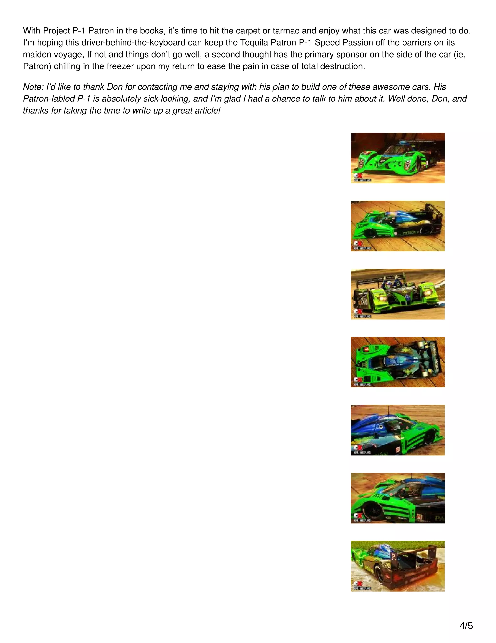 Speed Passion LM-P Patron P-1 Project | PDF