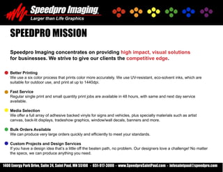 Speedpro Imaging - Who we are, What we do | PDF