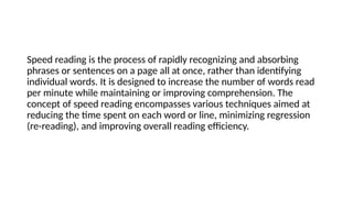 SPEED READING second year class presentation | PPTX