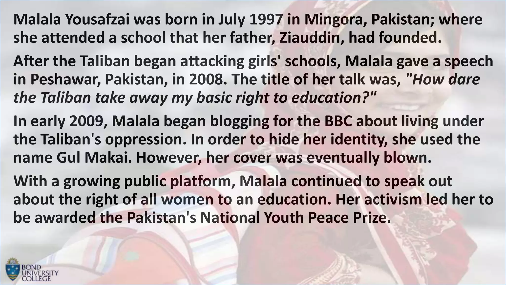 Speed reading Malala | PPTX